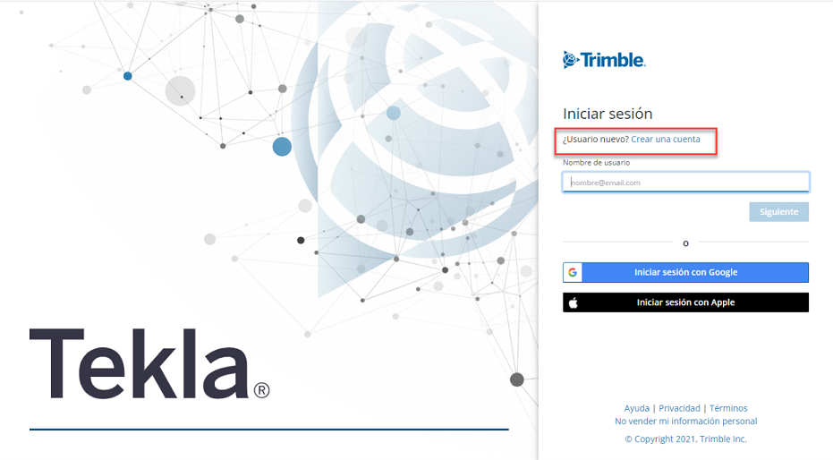 Crear una cuenta Trimble Identity Profesional – Construsoft